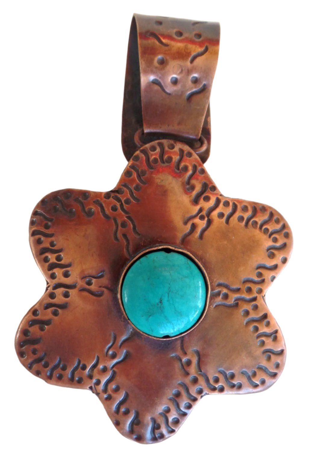 Copper Flower Pendant with Turquoise – Yee Haw Ranch Outfitters